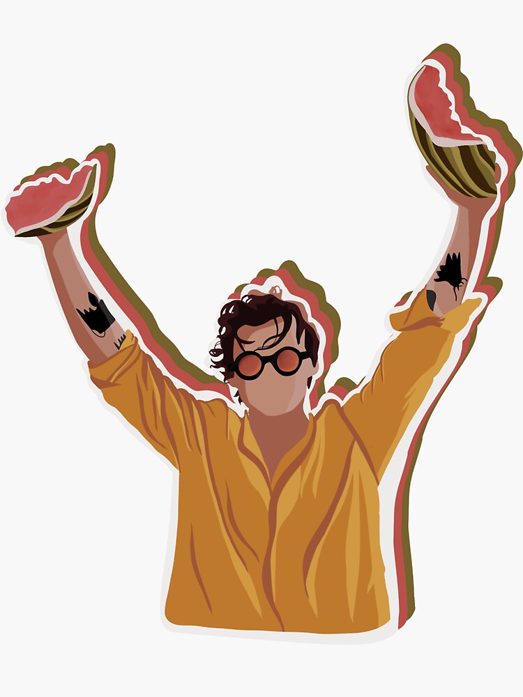 "Harry Styles watermelon sugar w/ tattoos" Sticker by Claudia-rocha ...