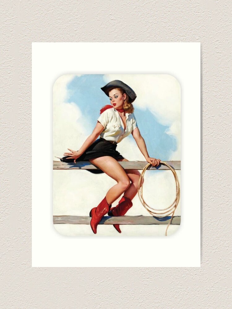 " Vintage Pin Up Cowgirl" Art Print for Sale by AlexaGoodies25 | Redbubble