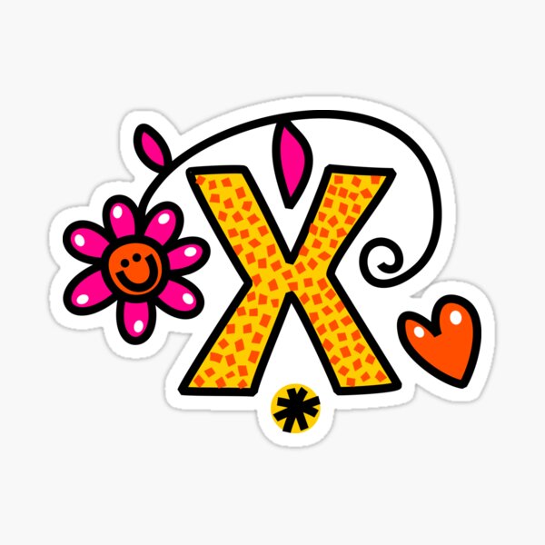 "Letter X abc monogram hand drawn colorful alphabet" Sticker for Sale ...