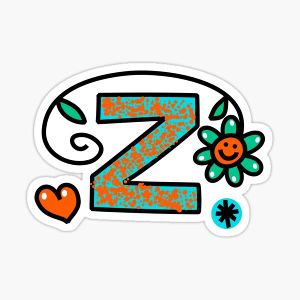 "Letter Z abc monogram hand drawn colorful alphabet" Sticker for Sale ...