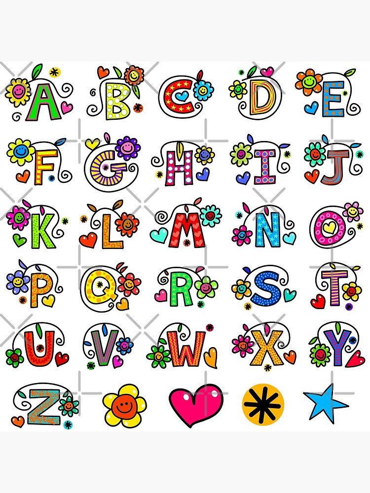 "Whole Alphabet abc monogram hand drawn colorful alphabet" Poster for ...