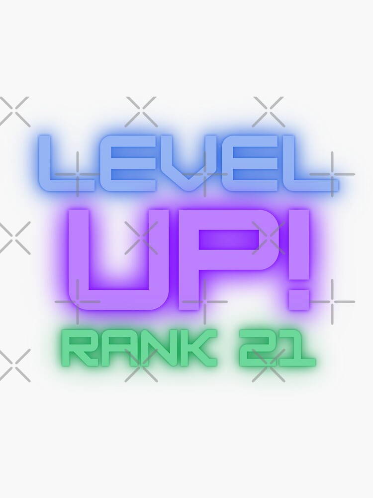 "Level Up, Rank 21 - 21st Birthday " Sticker by satireattire | Redbubble