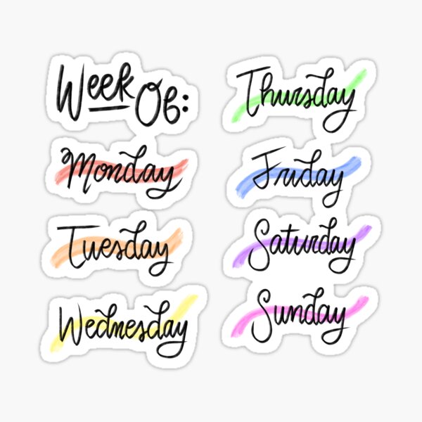 "Watercolor Days of the week pack" Sticker for Sale by agnello22 ...