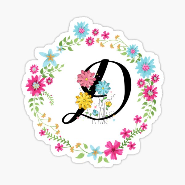 "Pink Floral Monogram Initial Letter D" Sticker for Sale by BleuSky ...
