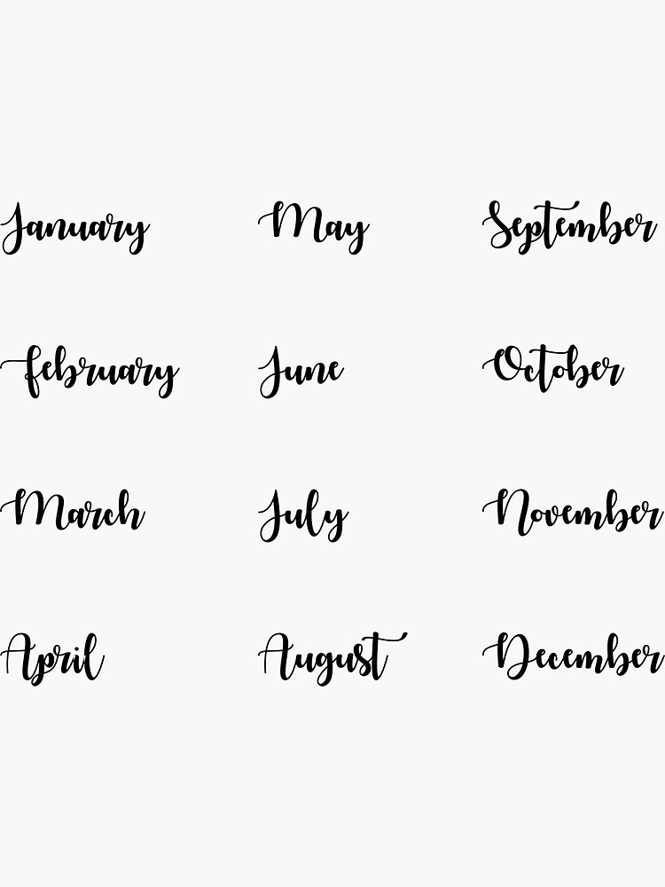 "Cursive Months of the year calendar label journaling aesthetic tumblr ...