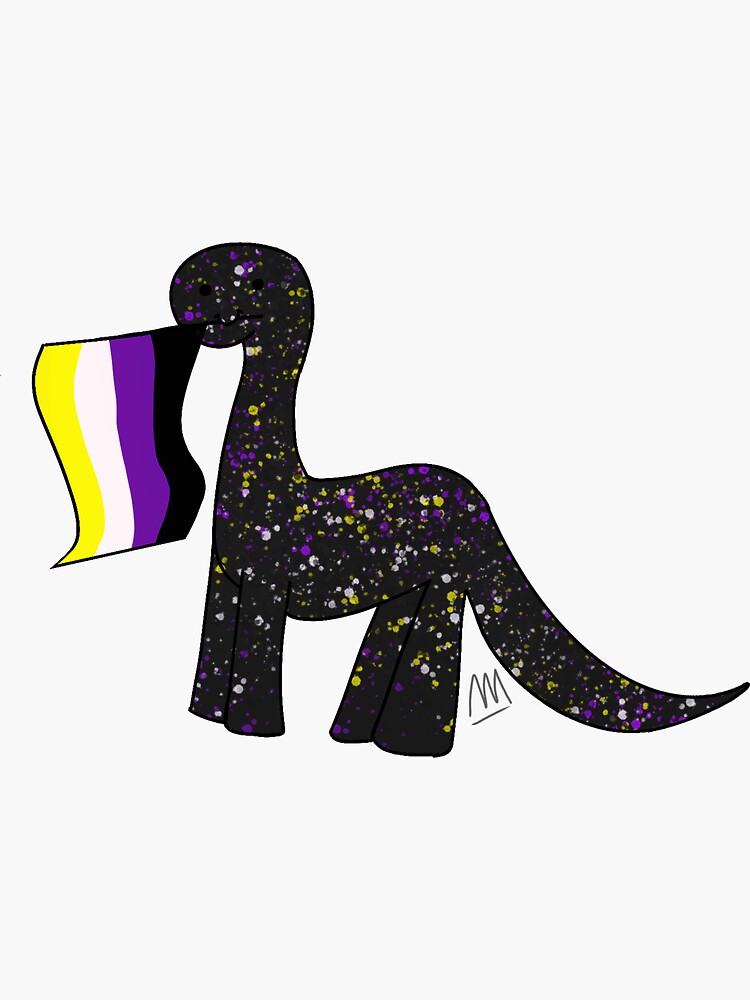 "Non-binary dino" Sticker by totallyn0there | Redbubble