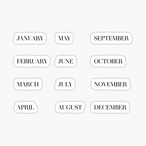 "Elegant Months of the Year calendar label journaling aesthetic cute ...