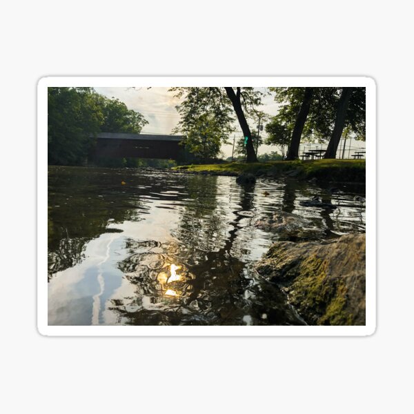 "Red Covered Bridge" Sticker for Sale by JmanInABox | Redbubble