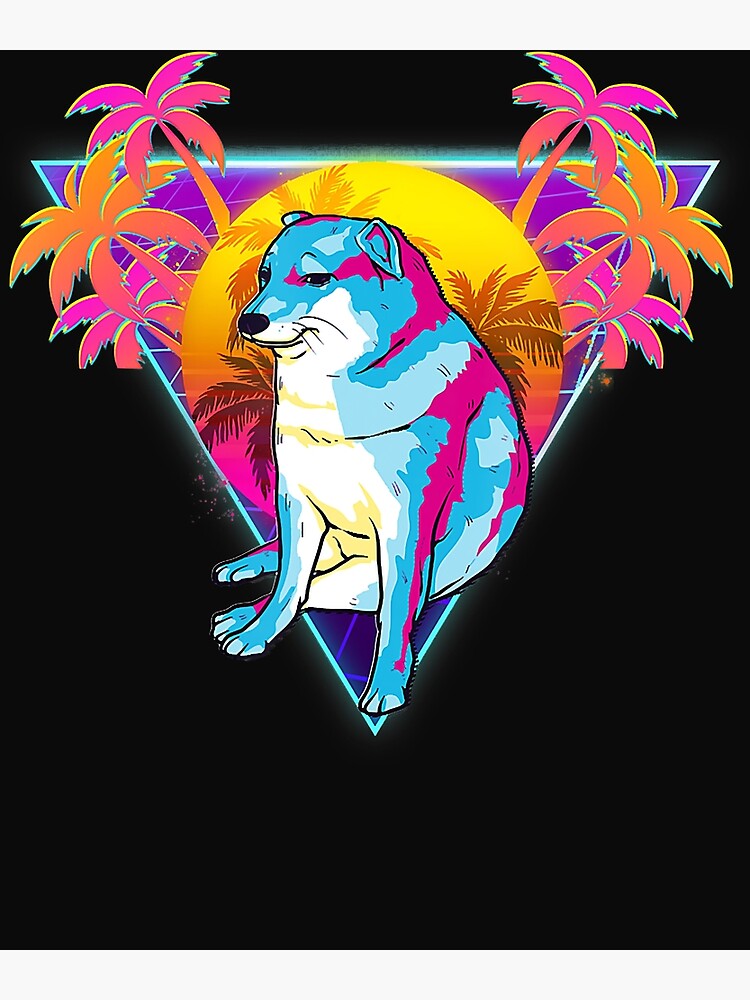 "Cheems Dog Funny Shiba Inu Dank Meme 80s Retro Vaporwave T-Shirt" Art ...