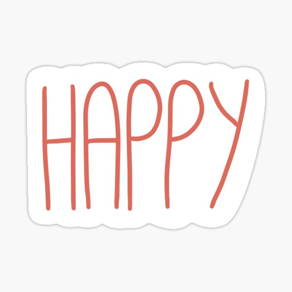 "Happy Aesthetic Word Slogan" Sticker by millafrlan | Redbubble