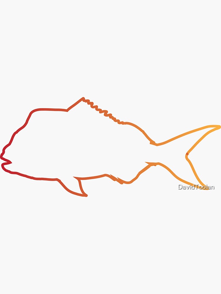 "Snapper Fishing (Gradient Orange Outline)" Sticker for Sale by ...