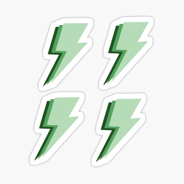 "Green Lightning Bolts" Sticker by wbspater | Redbubble