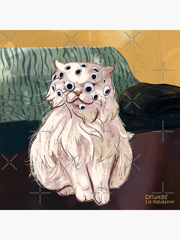 "VARIANT Googly Eyed Cat: Day 48 of Cat drawings" Sticker for Sale by ...