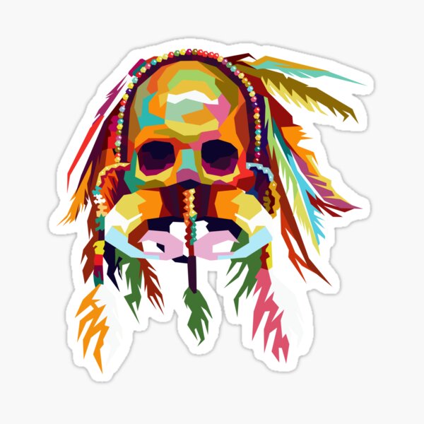 "Traditional tribe skull" Sticker by Maxwarni | Redbubble