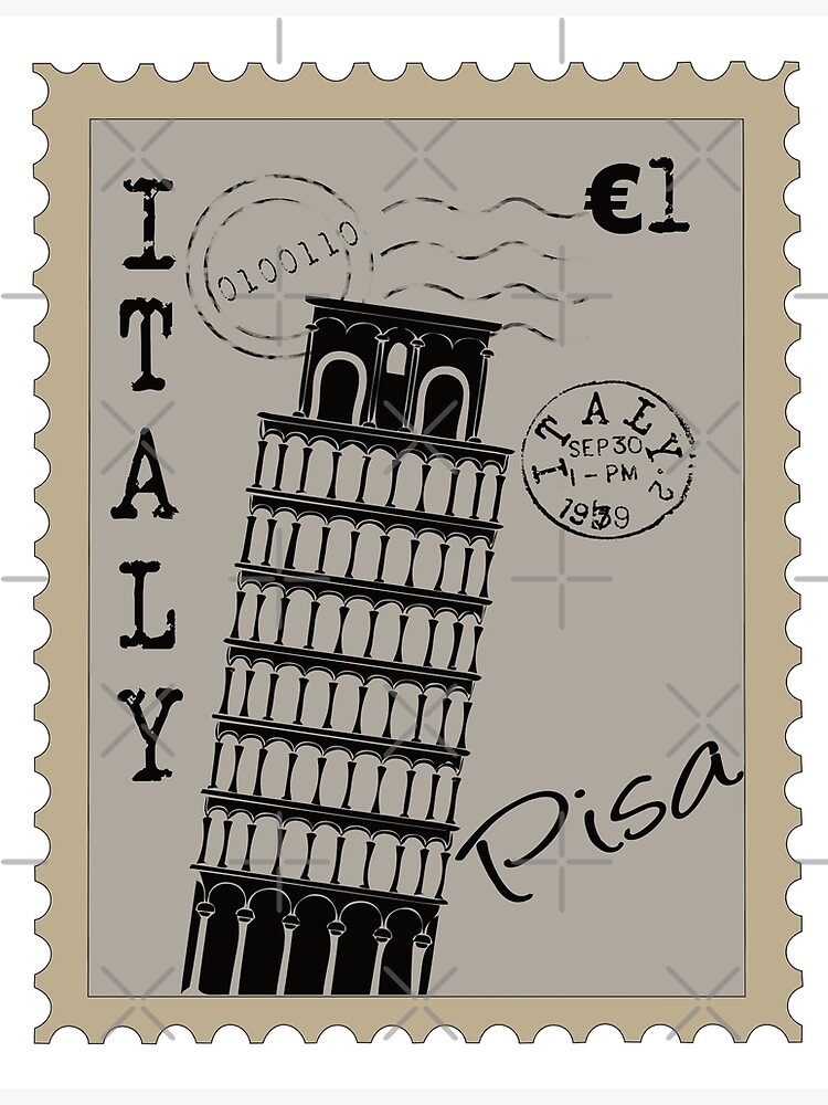 "Leaning Tower of Pisa Postage Stamp" Poster for Sale by ...