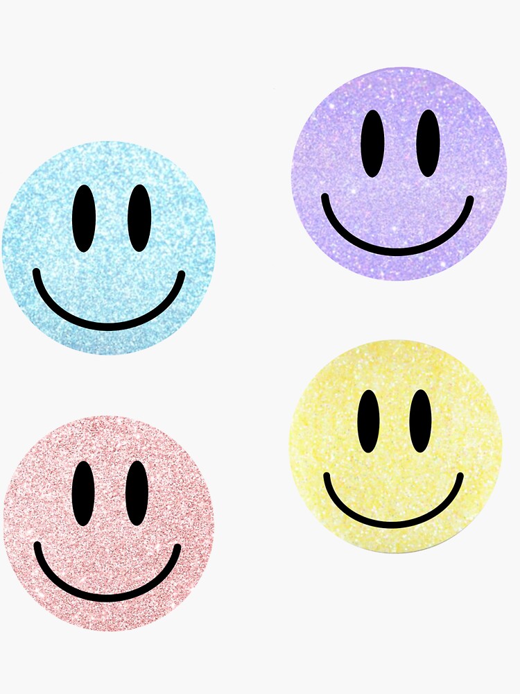 "4 glitter smiley faces" Sticker by emilyeeet | Redbubble