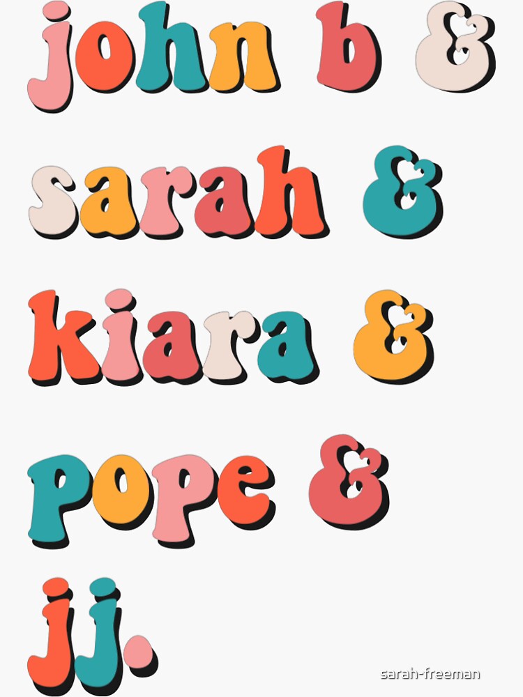 "OBX Character Names with Outline" Sticker for Sale by sarah-freeman ...