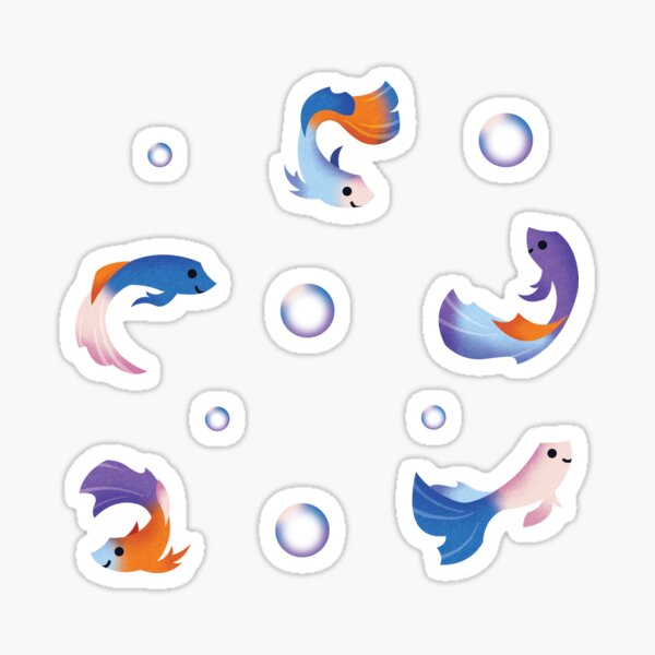 "Colourful Fishies (White)" Sticker for Sale by ah-illustration | Redbubble