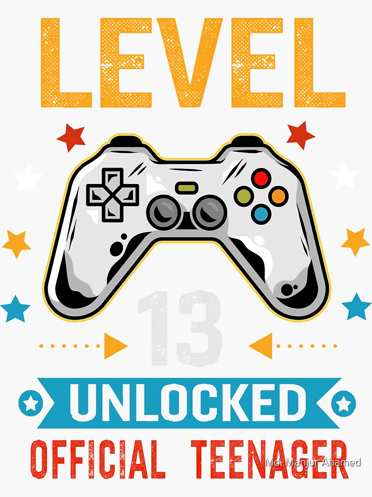 "Level 13 Unlocked Official Teenager Video Gamer Gaming 13th Birthday ...