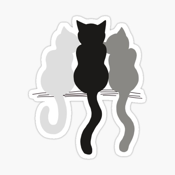 "Three Cat Friends Forever in White Background - Black, White Gray Cats ...
