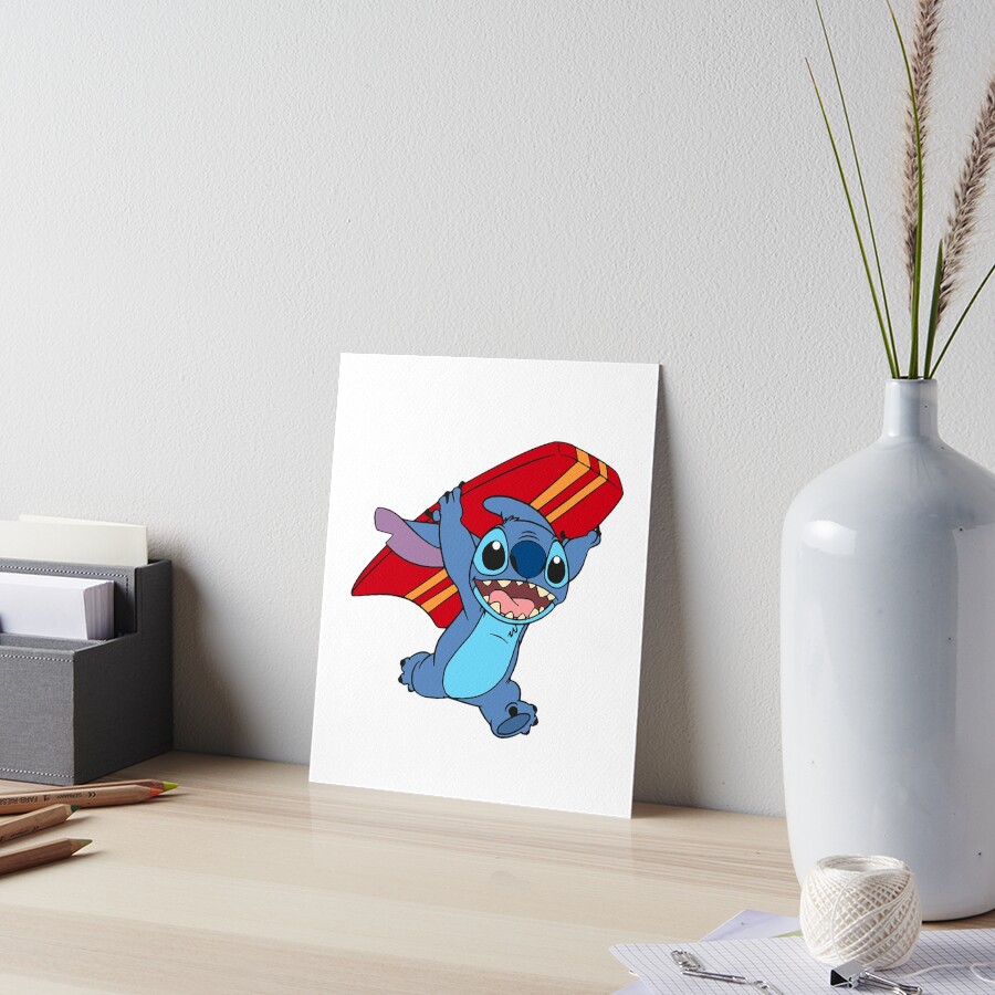 "lilo and stitch stitch holding a surfboard" Art Board Print for Sale ...