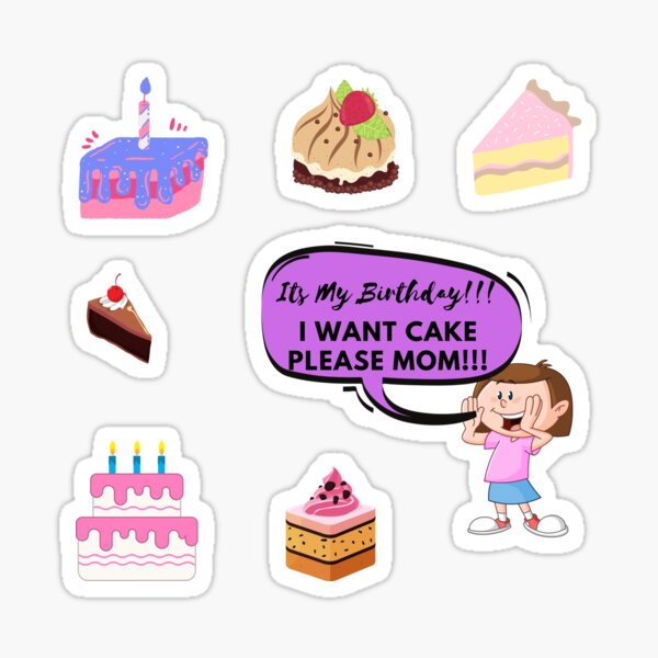 "Funny Cute Birthday Cakes " Sticker by LisetteV | Redbubble