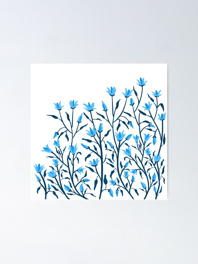 "Cute small blue floral design" Poster for Sale by Susaans-Art | Redbubble