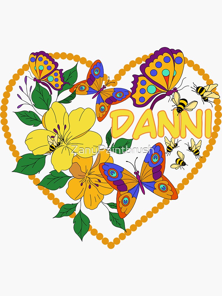 "Heart, Flowers and Butterflies design with a personalized name - Danni ...