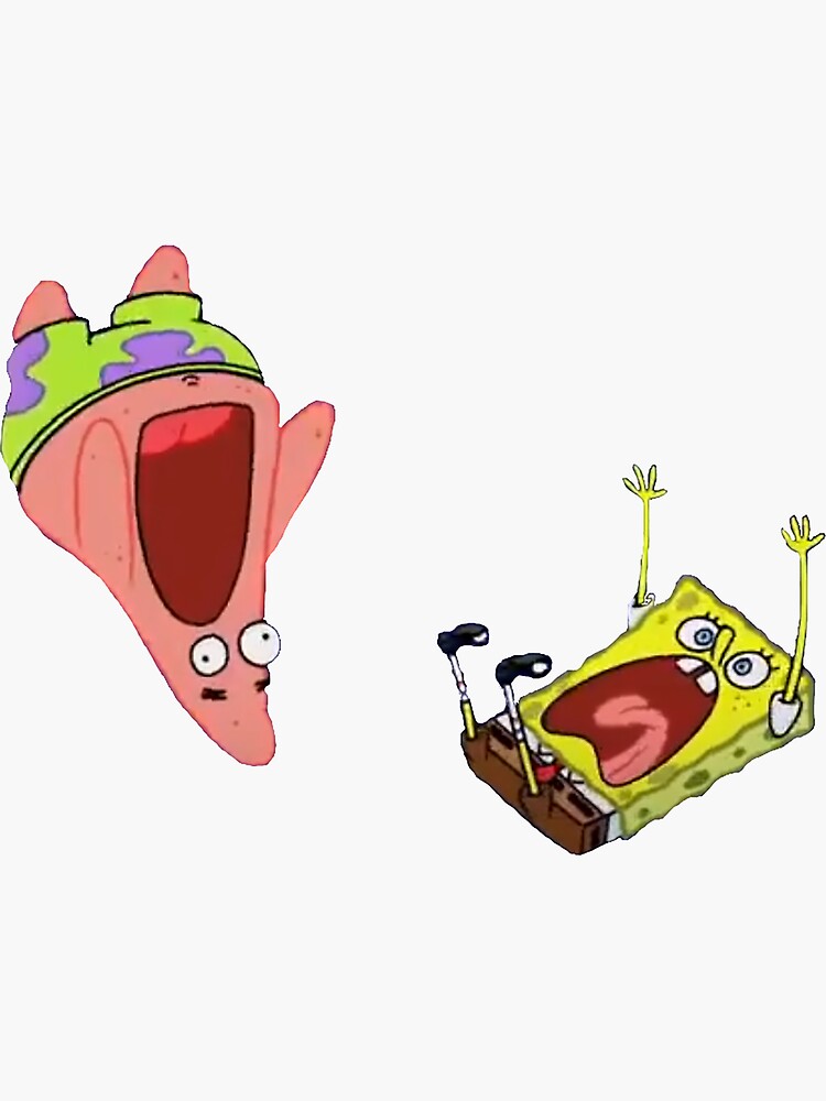 "Spongebob and Patrick Star falling" Sticker by Polina-spaghett | Redbubble