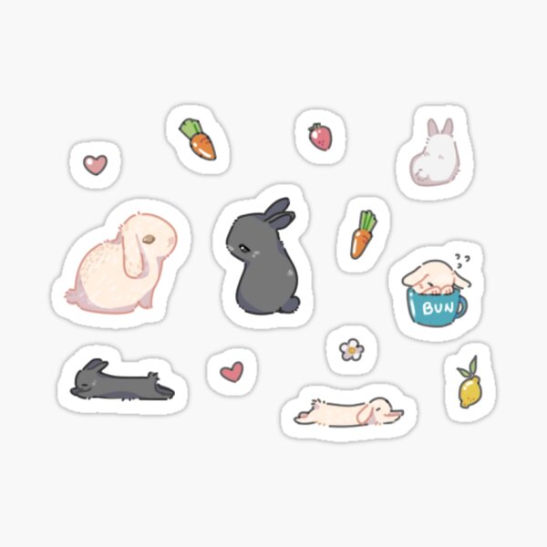 "bunny sticker sheet" Sticker for Sale by yujibell | Redbubble