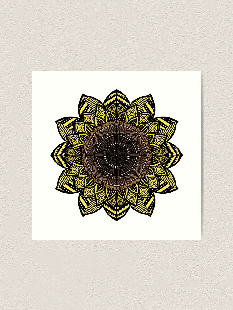 "Sunflower Zentangle" Art Print by Kru22 | Redbubble