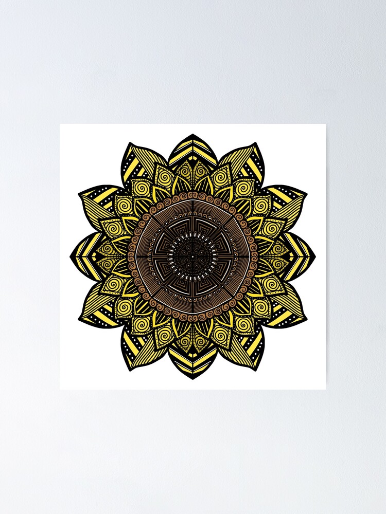 "Sunflower Zentangle" Poster by Kru22 | Redbubble