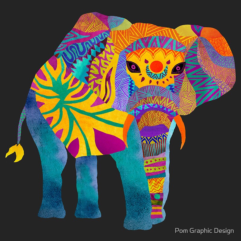 "Whimsical Elephant II" by Pom Graphic Design | Redbubble