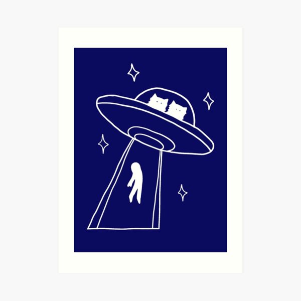 "cat alien abduction line art" Art Print by alisadesigns | Redbubble