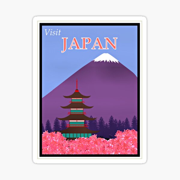 "Visit Japan, vintage travel poster" Sticker for Sale by virginia50 ...