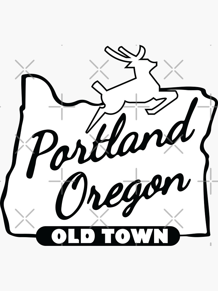 "Portland Oregon White Stag Sign | Black & White" Sticker for Sale by ...