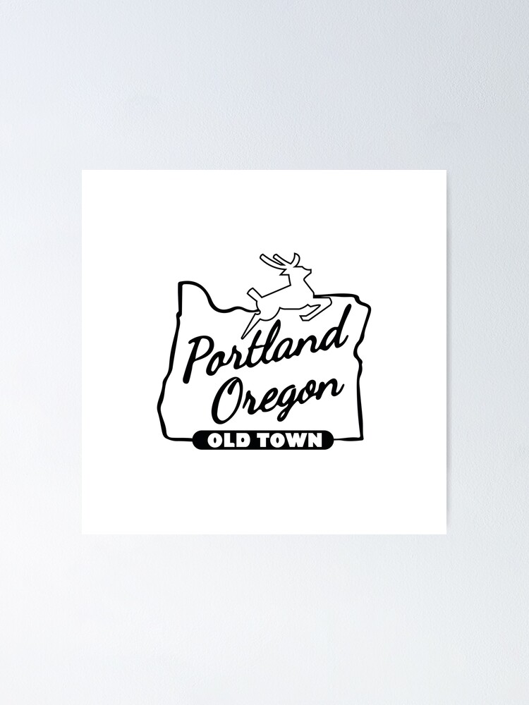 "Portland Oregon White Stag Sign | Black & White" Poster for Sale by ...