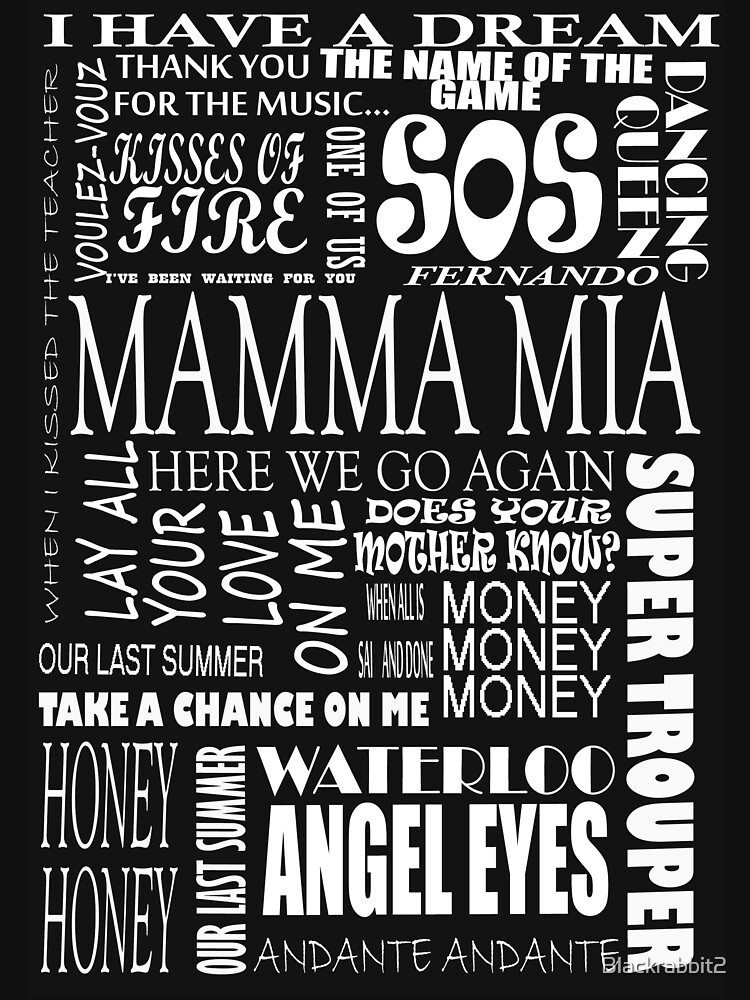 "Mamma Mia words songs" Lightweight Hoodie for Sale by Blackrabbit2 ...
