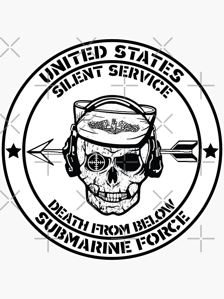 "US Submarine Force Death from Below Silent Service Black" Sticker for ...