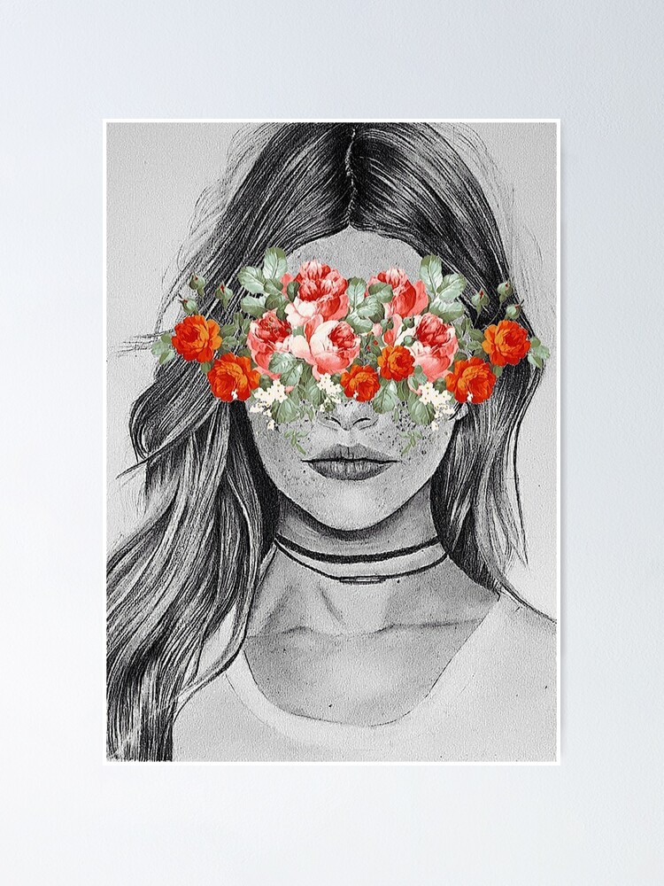 "Flower head girl" Poster by EmotionArt | Redbubble