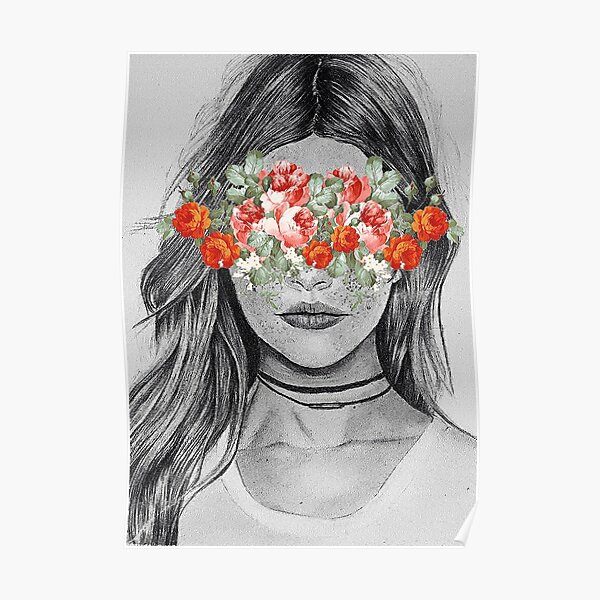"Flower head girl" Poster by EmotionArt | Redbubble
