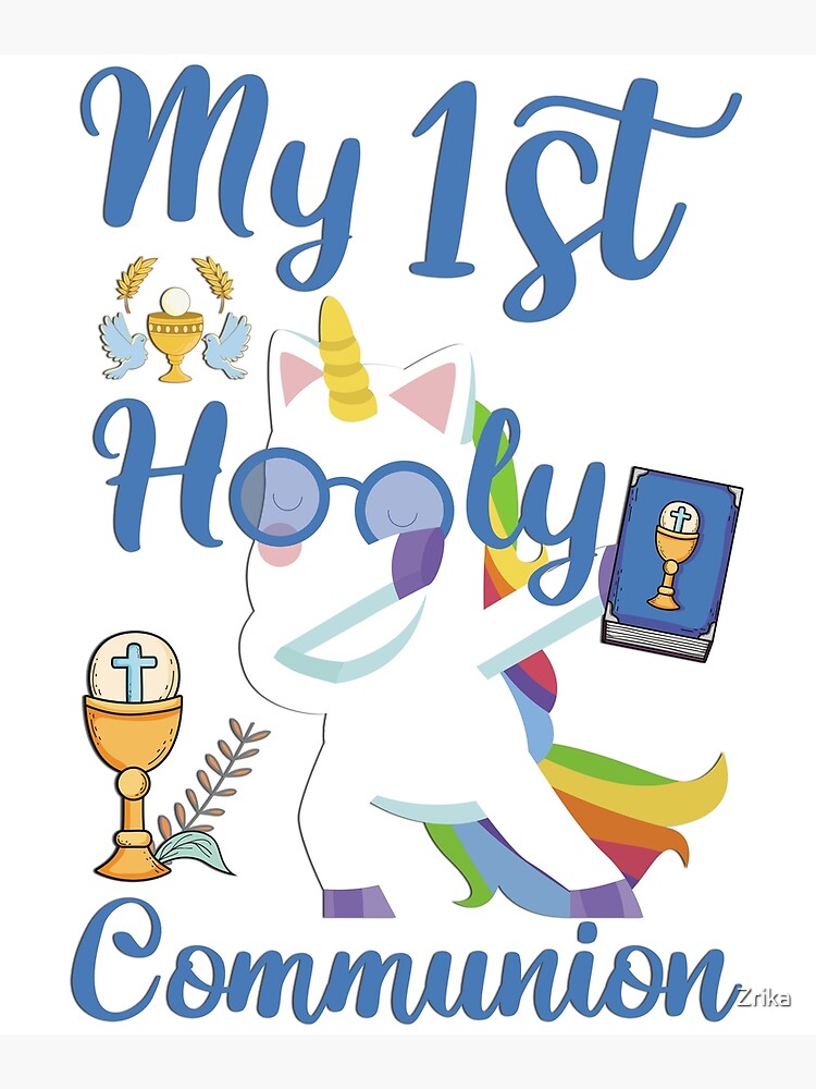 "My first holy communion dabbing unicorn " Poster by Zrika | Redbubble