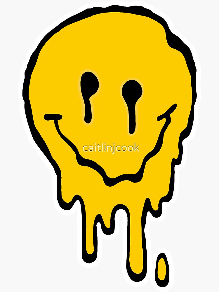 "Melted Smiley Face" Sticker for Sale by caitlinjcook | Redbubble