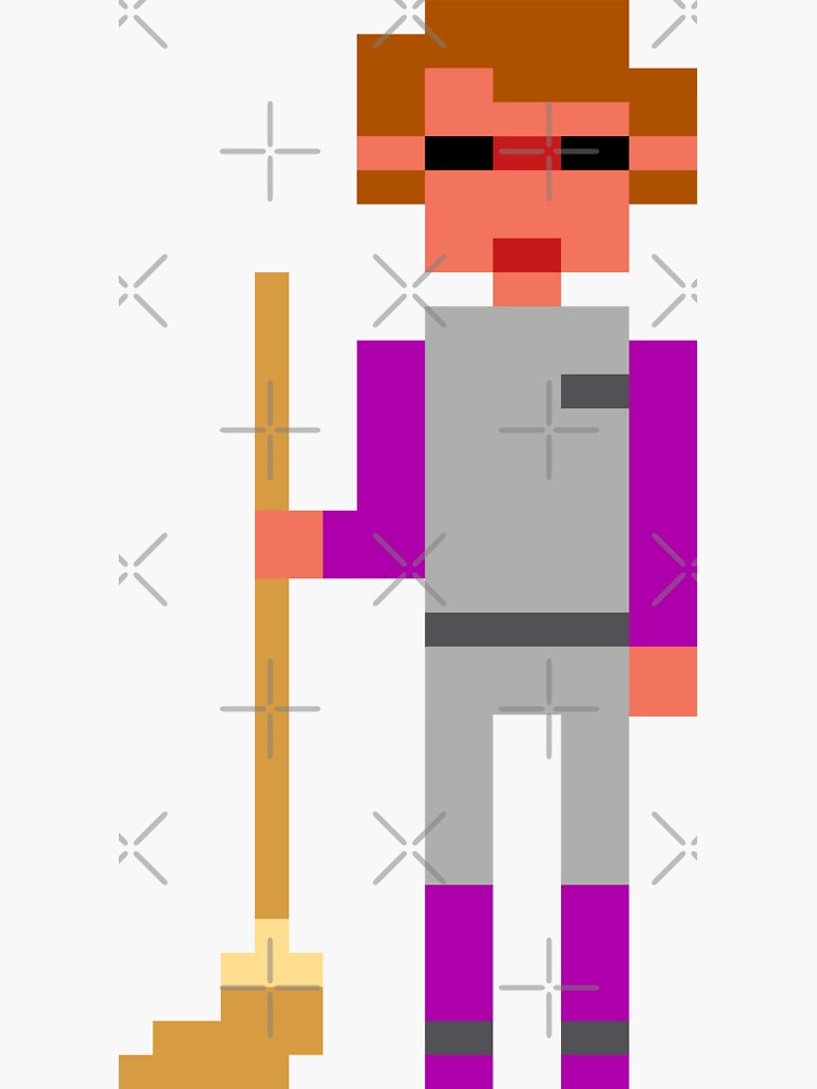 "Space Quest Roger Wilco: Space Janitor with golden mop" Sticker for ...