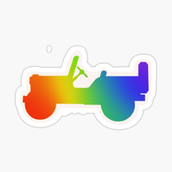 "Rainbow Jeep" Sticker by kaitlynmrukart | Redbubble