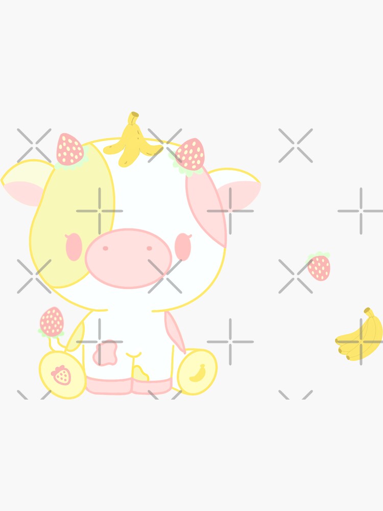 "strawberry banana cow" Sticker for Sale by Rachel-19 | Redbubble