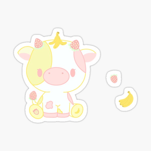 "strawberry banana cow" Sticker for Sale by Rachel-19 | Redbubble