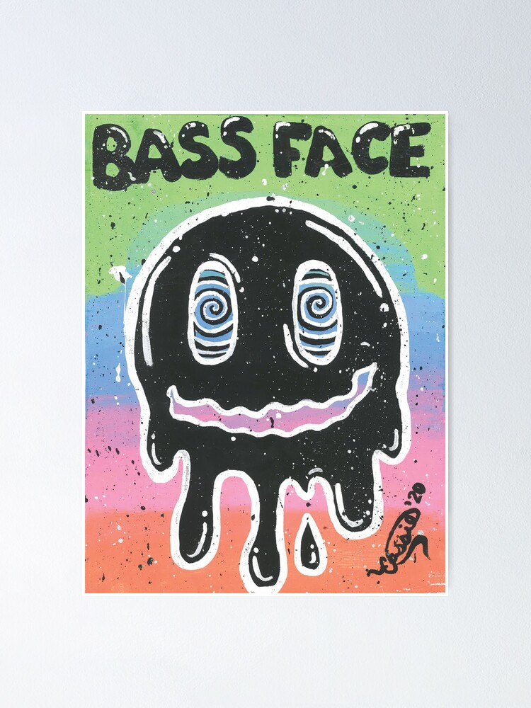 "Trippy Bass Face" Poster for Sale by cassgraphics | Redbubble