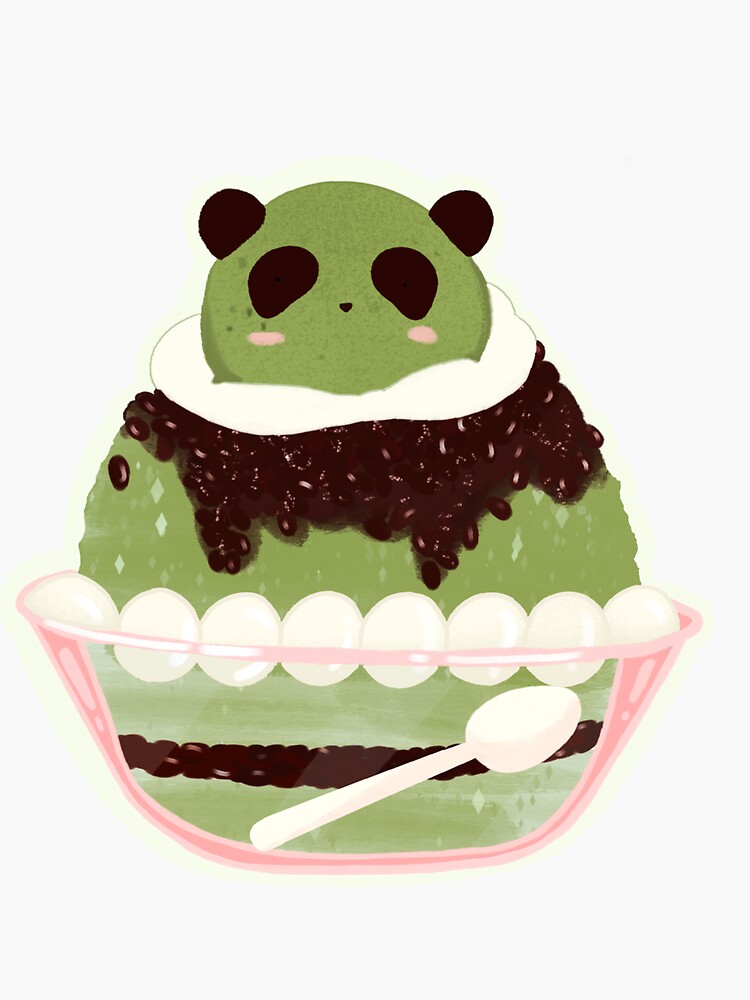 Pegatina «Matcha Panda "Bingsu" hielo raspado» de harupaperco | Redbubble