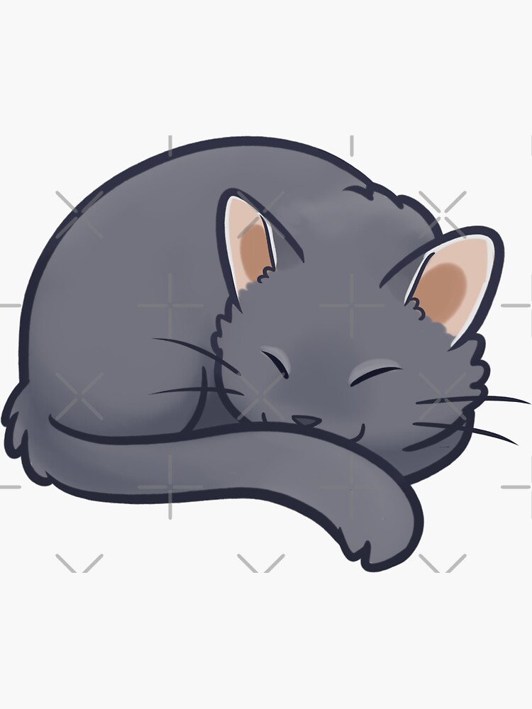 "Sleepy Gray Cat" Sticker for Sale by pawlove | Redbubble